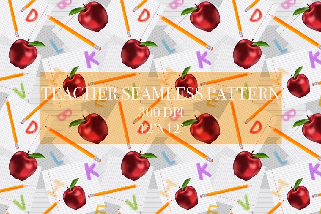 Teacher Seamless Digital Pattern, Digital Paper, Back to School ...