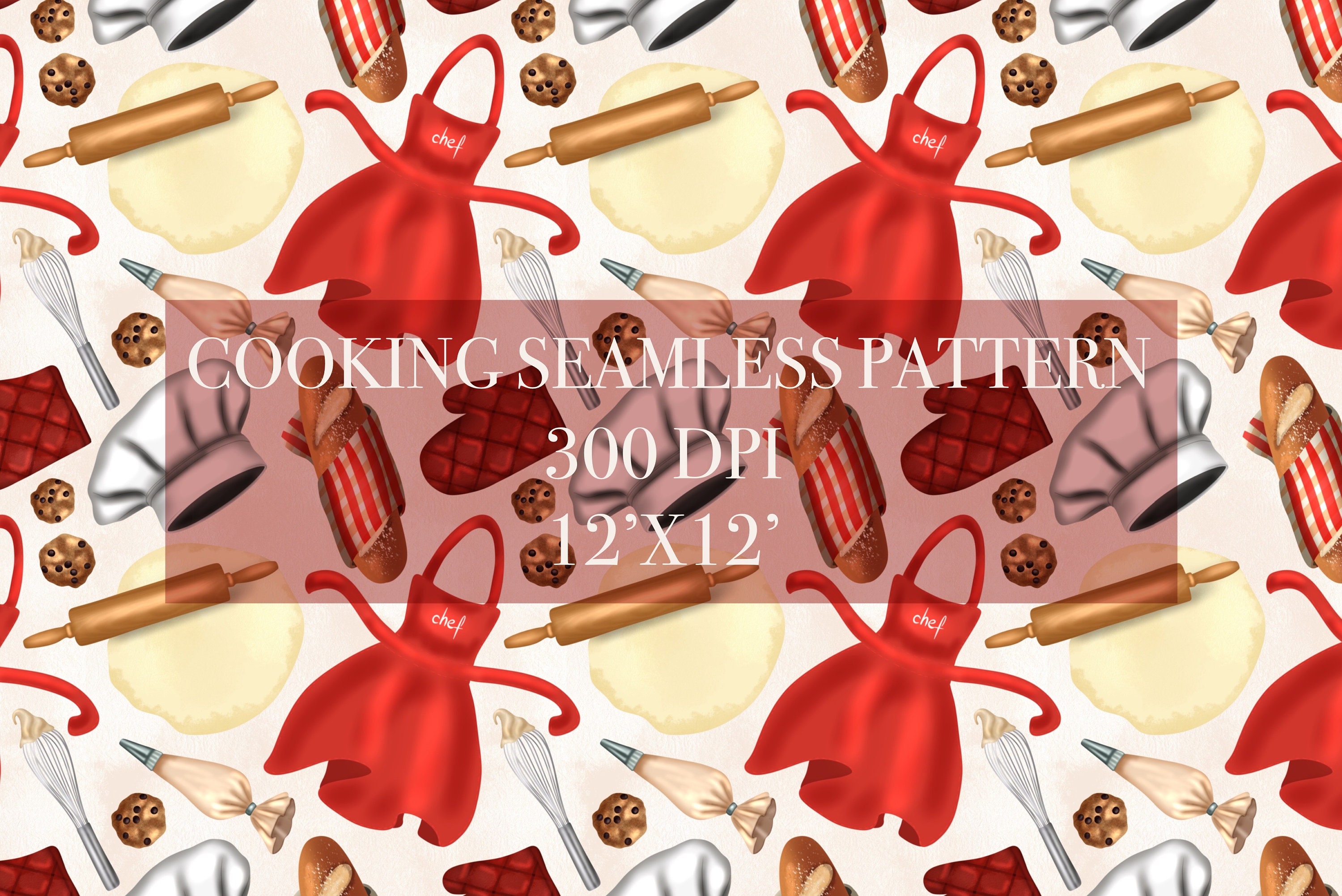 Cooking Seamless Digital Pattern, Digital Paper, Baking Patterns, Chef ...