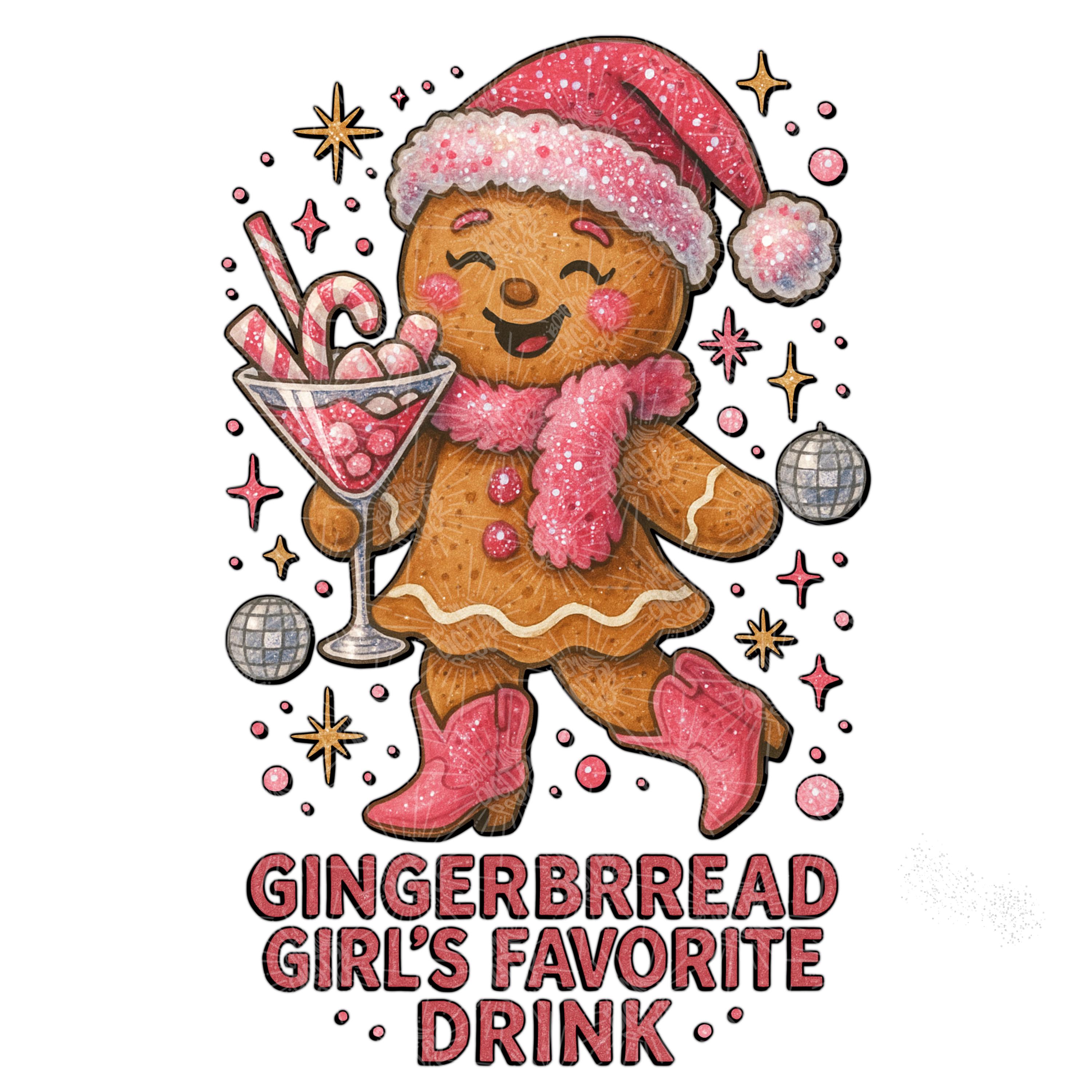 Pink Gingerbread Girl PNG • Christmas Party Cookie Clipart • Cute ...
