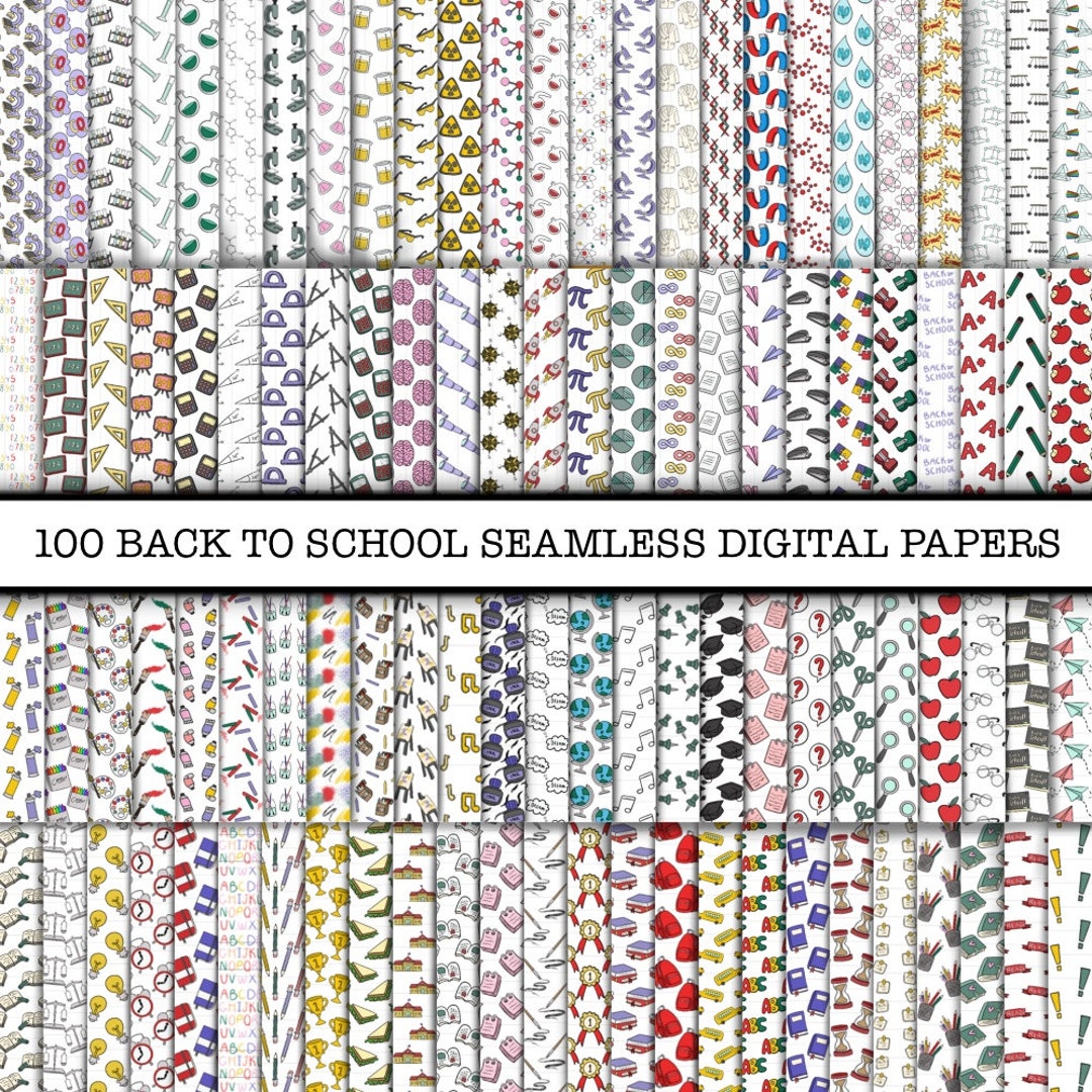 100 Back to School Seamless Digital Papers, Teacher Digital Paper, Boho ...
