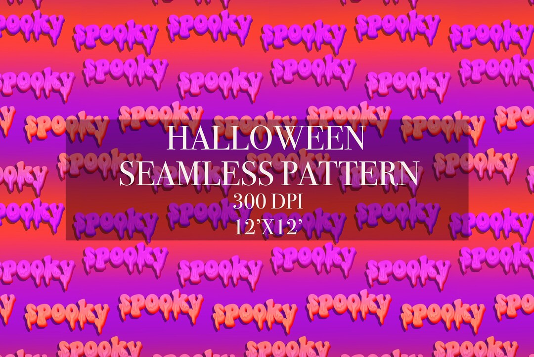 Halloween Neon Spooky Seamless Pattern, Spooky Seamless Pattern, Spooky ...