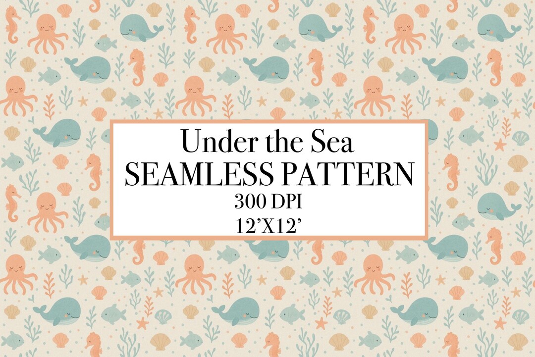 Under the Sea Baby Ocean Animals Seamless Pattern, Under the Sea Baby ...