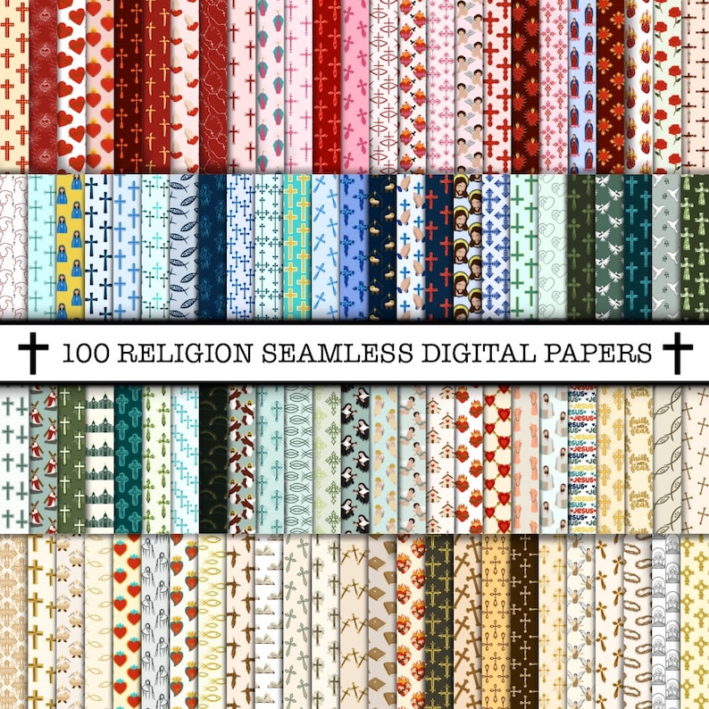 100 Religion Seamless Digital Papers, Digital Paper, Christian Wall Art ...