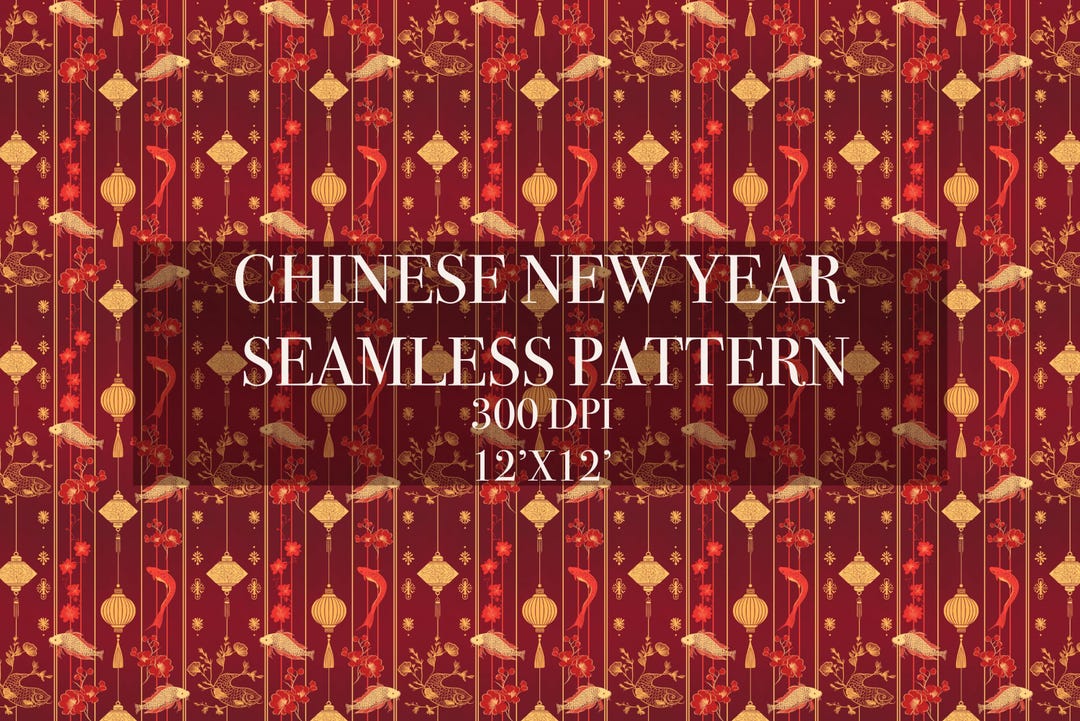 Chinese New Year Seamless Digital Pattern, Chinese New Year Digital ...