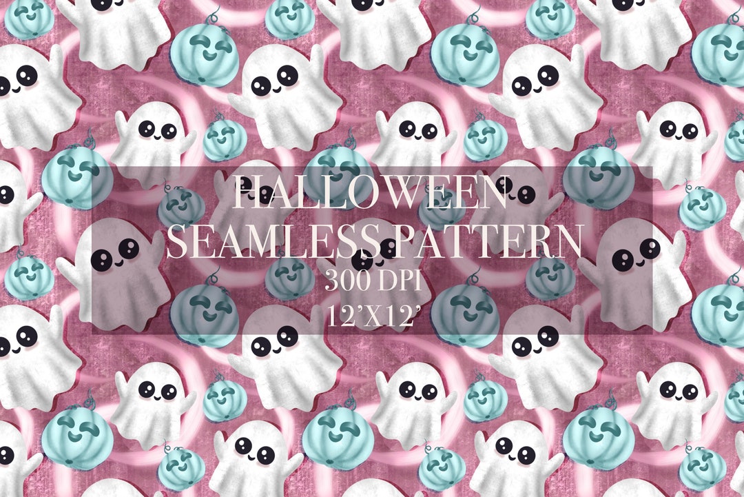 Halloween Cute Ghost Seamless Pattern, Spooky Seamless Pattern, Spooky ...