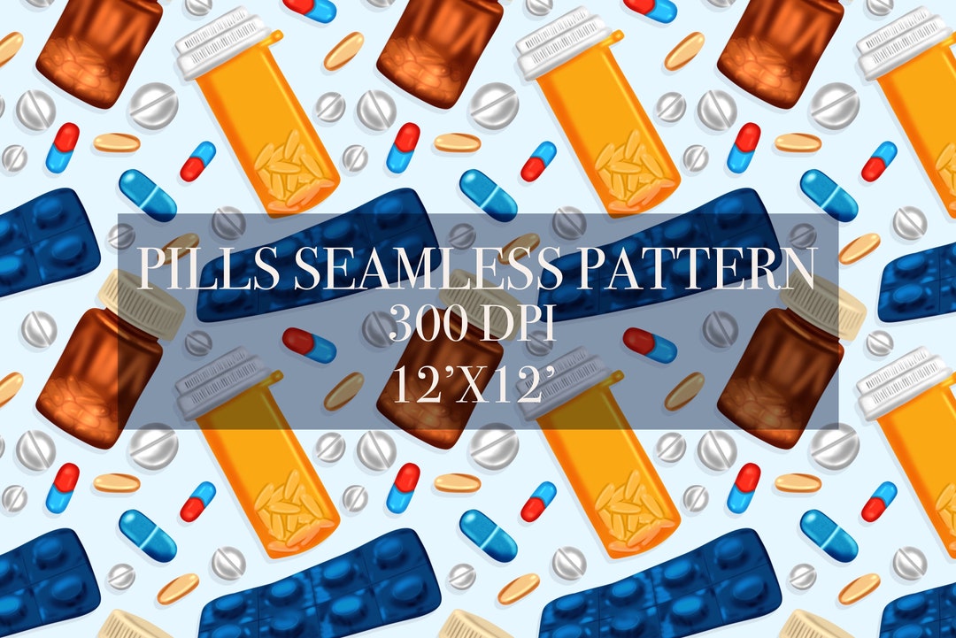 Pills Seamless Digital Pattern, Digital Paper, Pills Patterns, Pills ...
