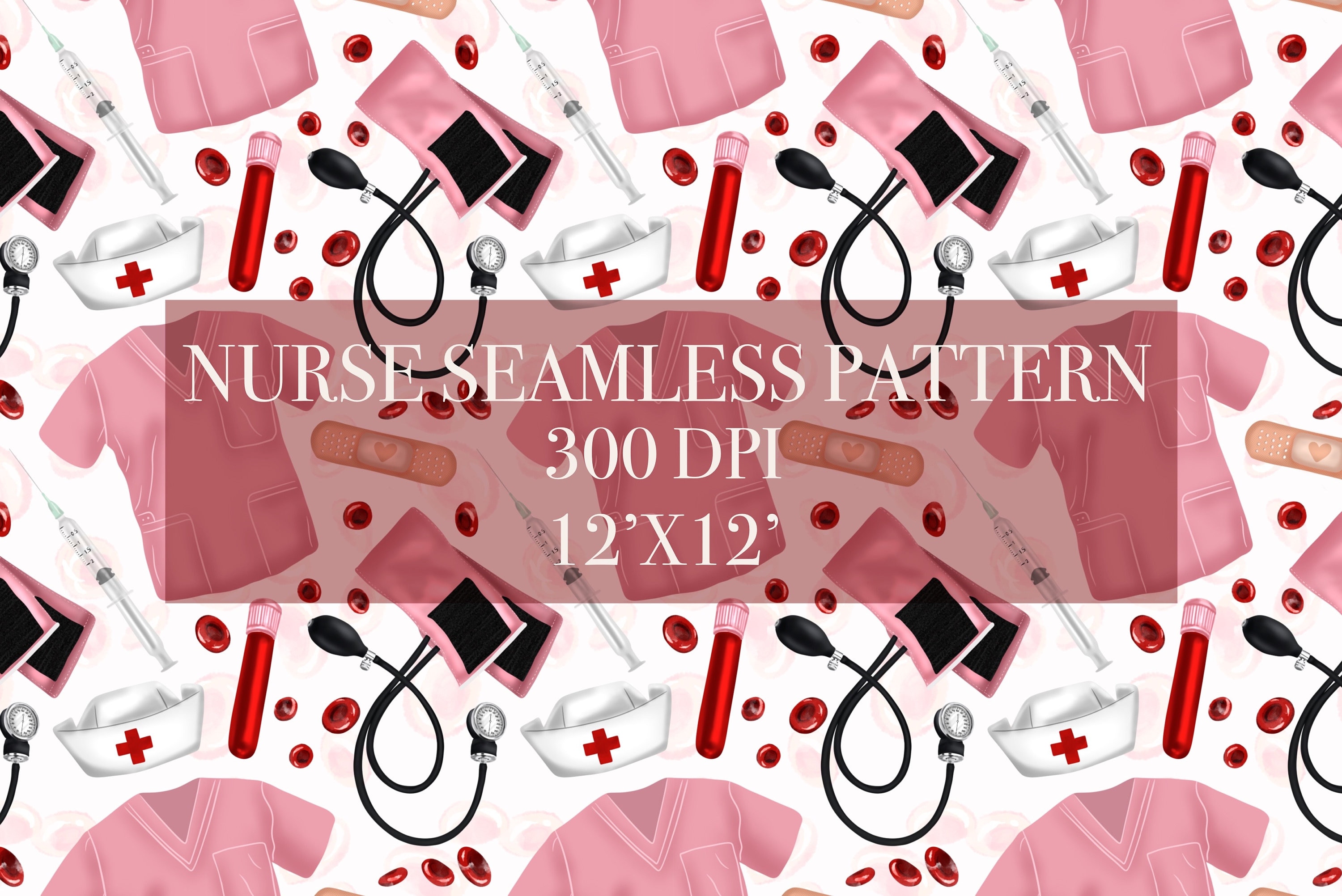 Nurse Seamless Digital Pattern, Digital Paper, Nurse Patterns, Nurse ...