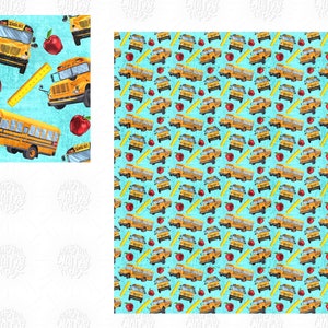 Back to School Seamless Digital Pattern, Digital Paper, School Bus ...