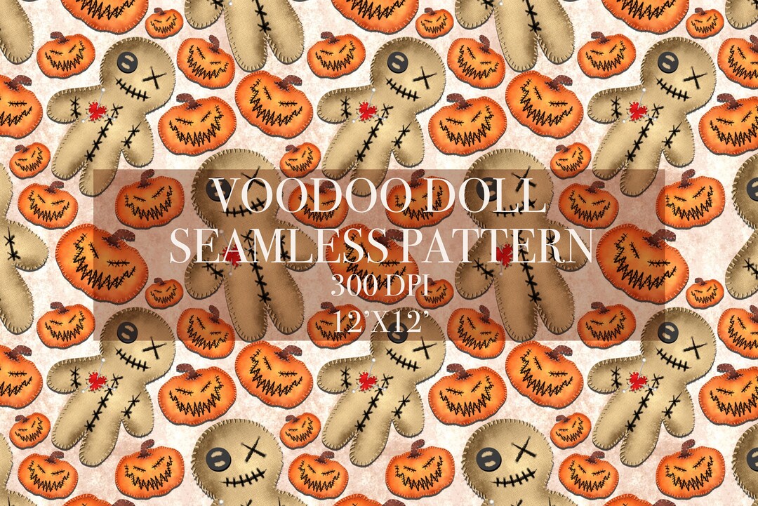 Halloween Woodoo Baby Seamless Pattern, Spooky Seamless Pattern, Spooky ...