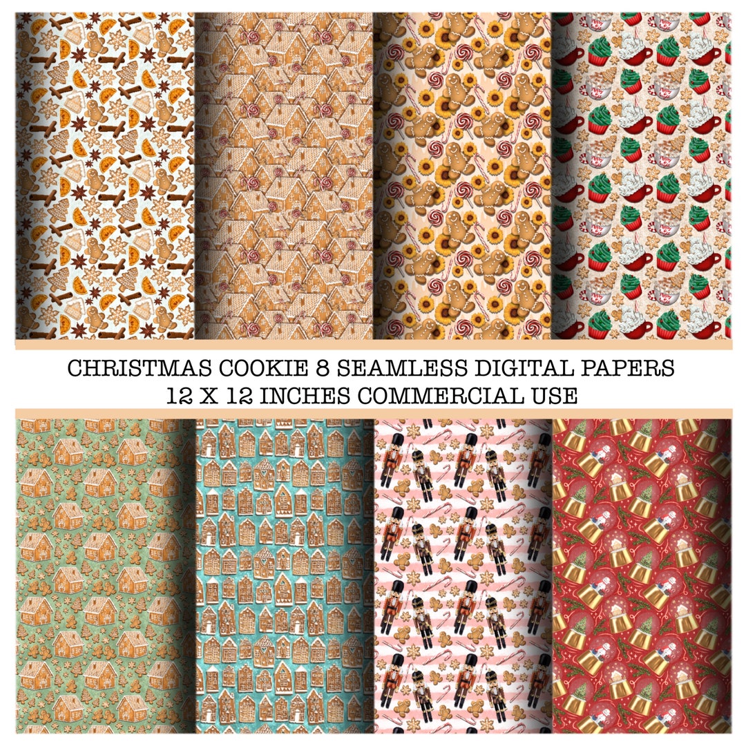 Christmas Gingerbread Cookie Seamless Digital Pattern, Digital Paper ...