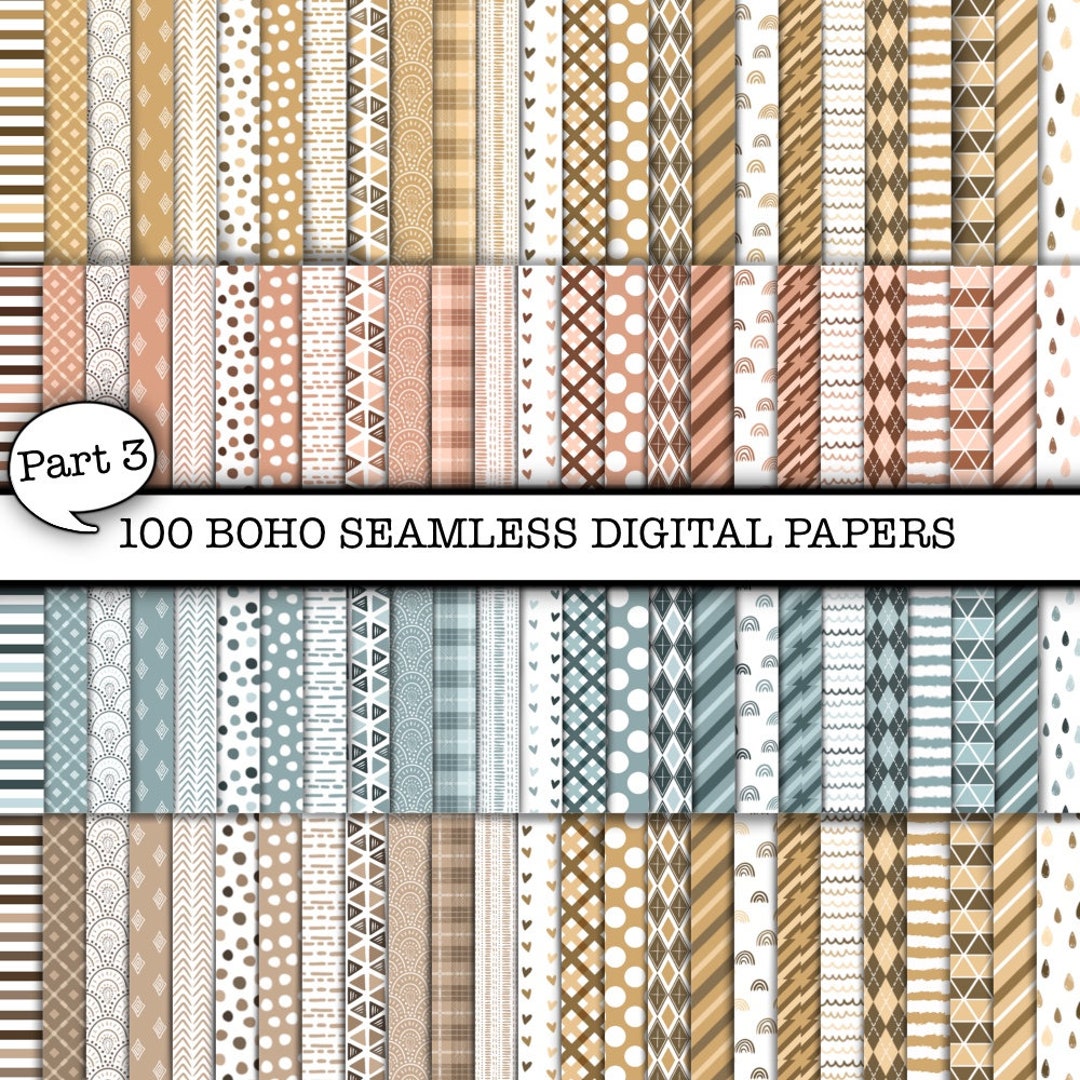 100 Boho Seamless Digital Papers, Digital Paper, Boho Patterns, Boho ...