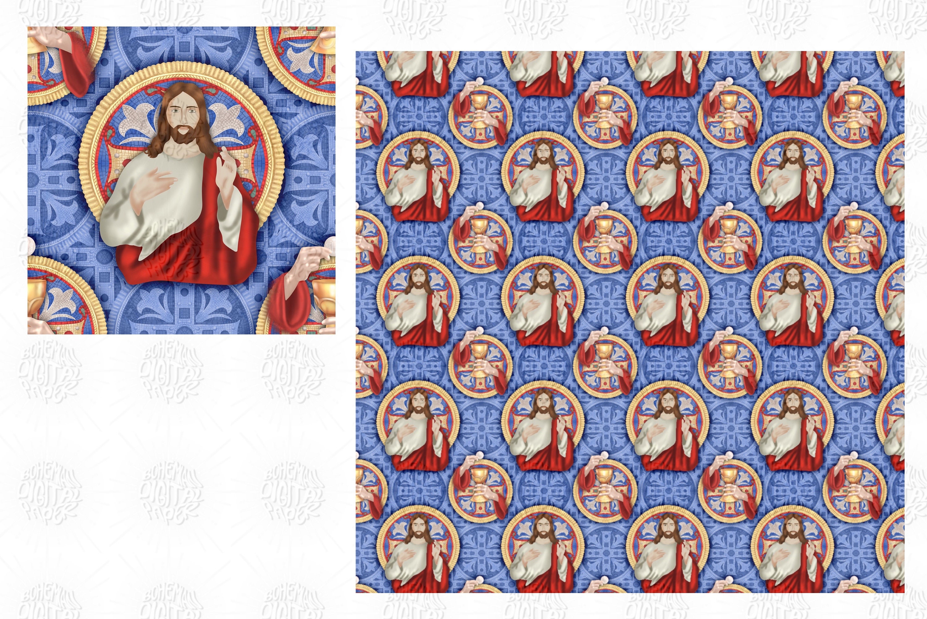 Faith Jesus Christ Mosaic Seamless Digital Pattern, Mosaic Digital ...