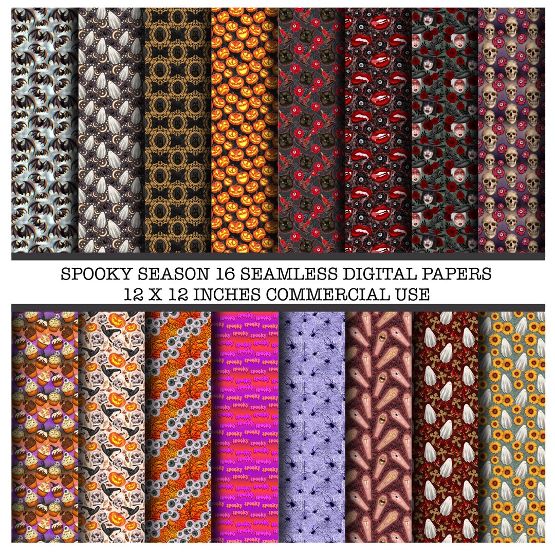 Halloween Spooky Season Seamless Pattern, Halloween Seamless Pattern ...