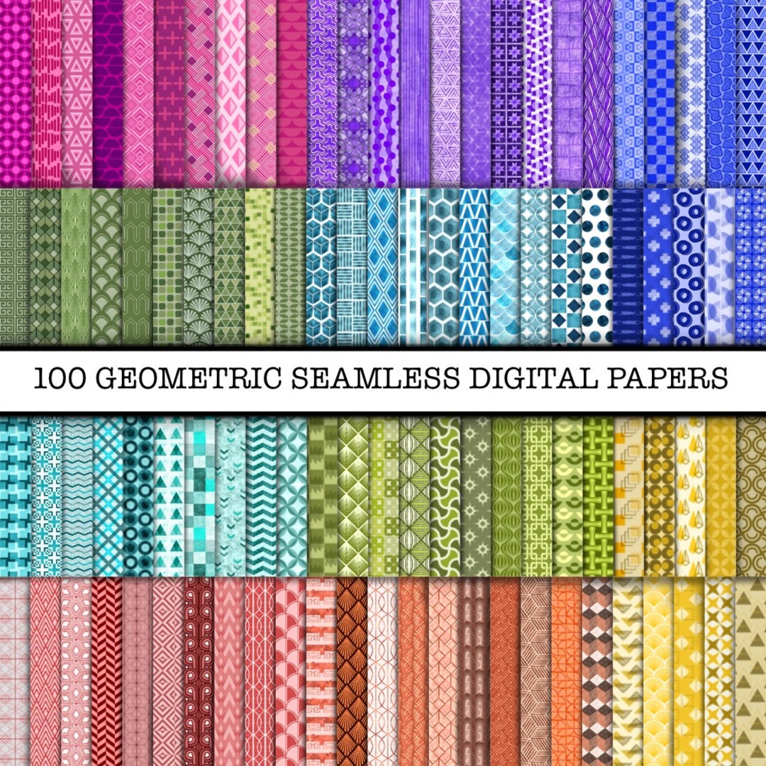 100 Geometric Boho Seamless Digital Papers, Digital Paper, Boho ...