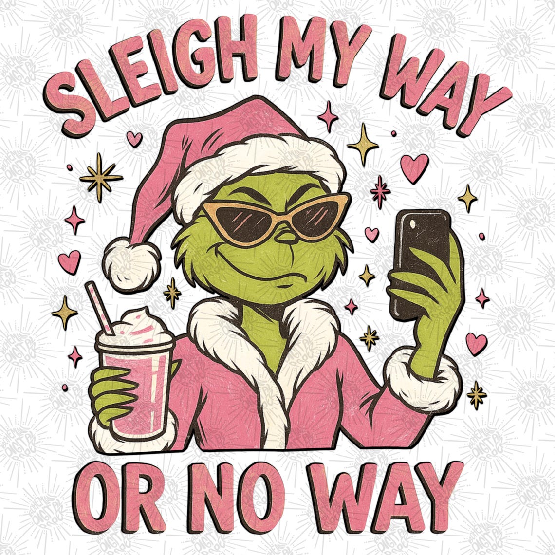 Mean Green Christmas Babe PNG – Sassy Holiday Clipart Retro Festive Art ...