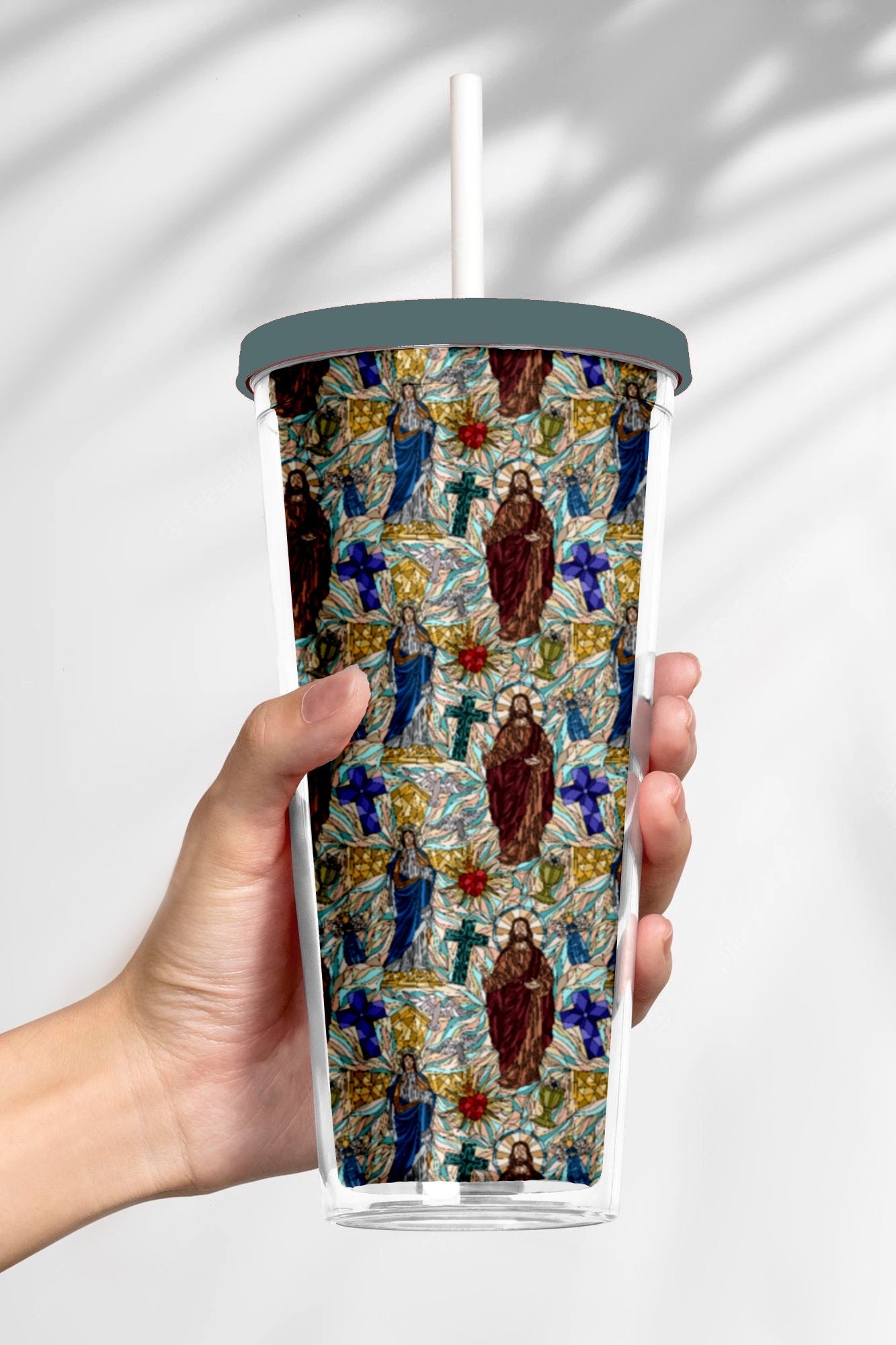 Faith Jesus Christ Stained Glass Seamless Digital Pattern - Etsy