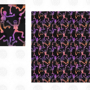 Halloween Dancing Skeleton Seamless Pattern, Spooky Seamless Pattern ...
