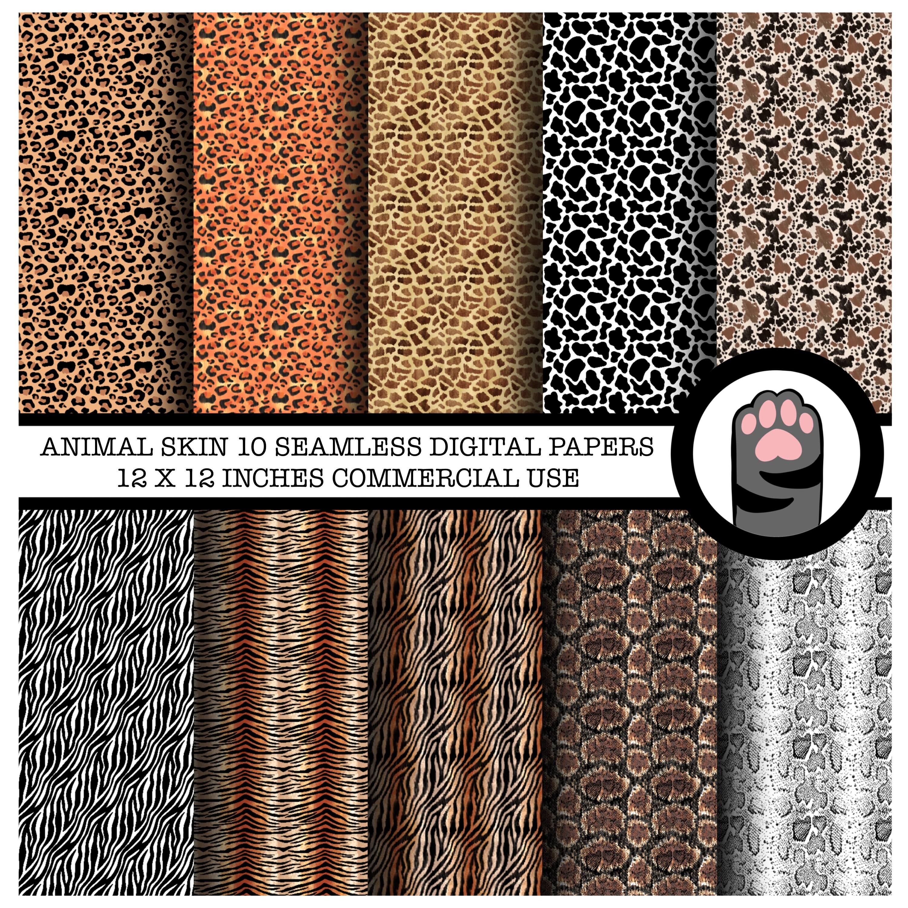 10 Animal Skin Seamless Digital Papers, Digital Paper, Boho Patterns ...