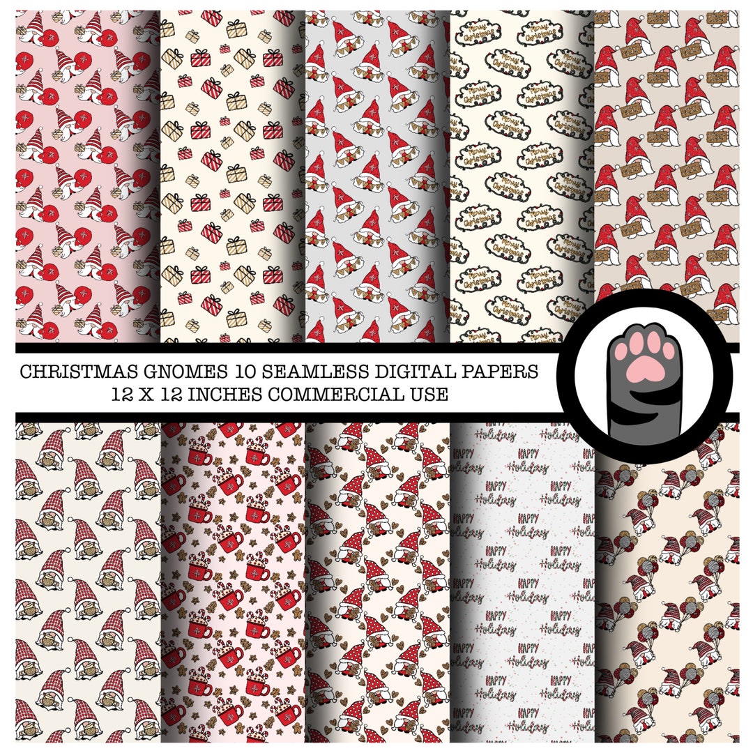 Christmas Gnomes, Digital Paper, Christmas Png, Holiday Scrapbook ...