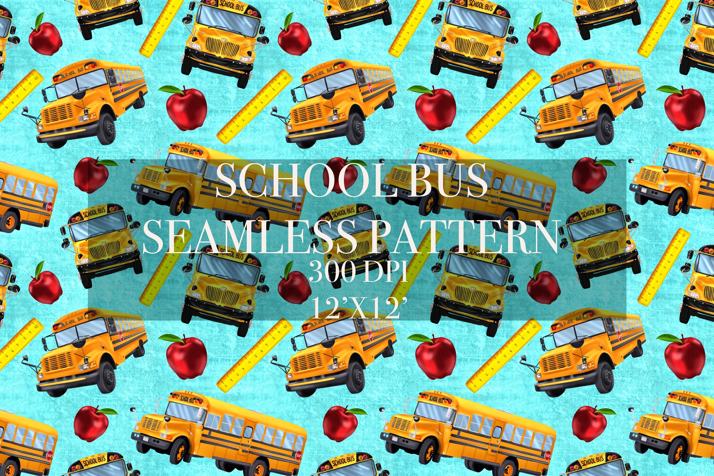 Back to School Seamless Digital Pattern, Digital Paper, School Bus ...