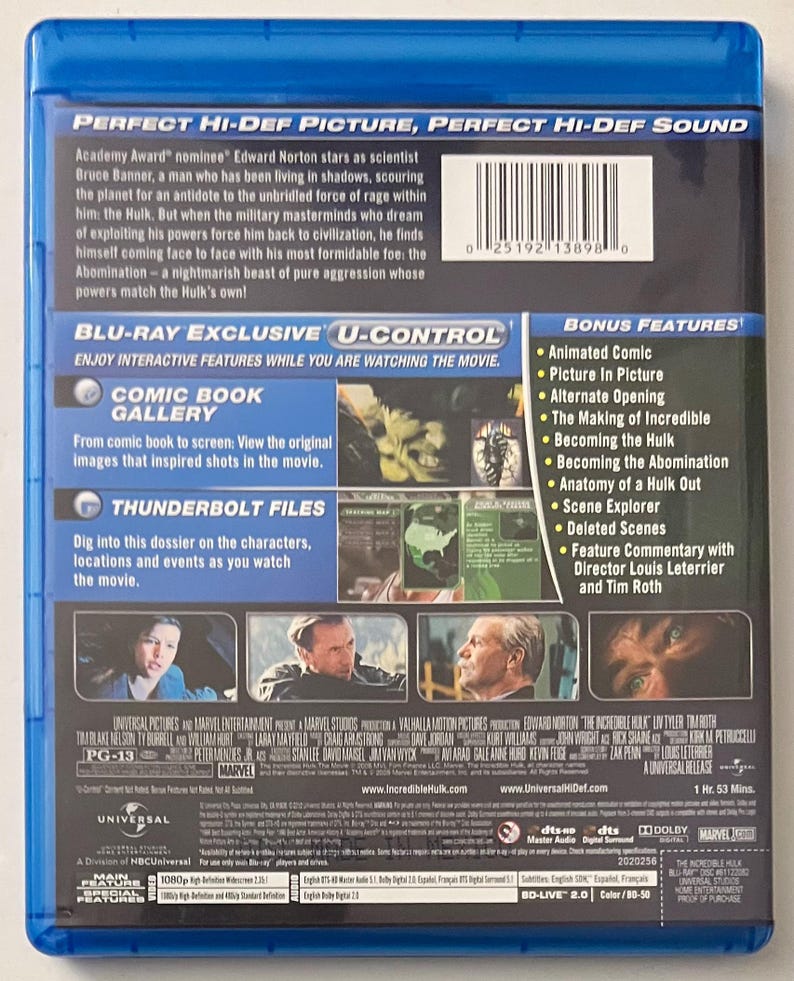 The Incredible Hulk (blu-ray) - Etsy