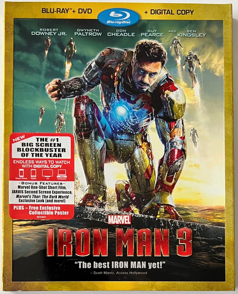Iron Man 3 (blu-ray/dvd) Sealed - Etsy