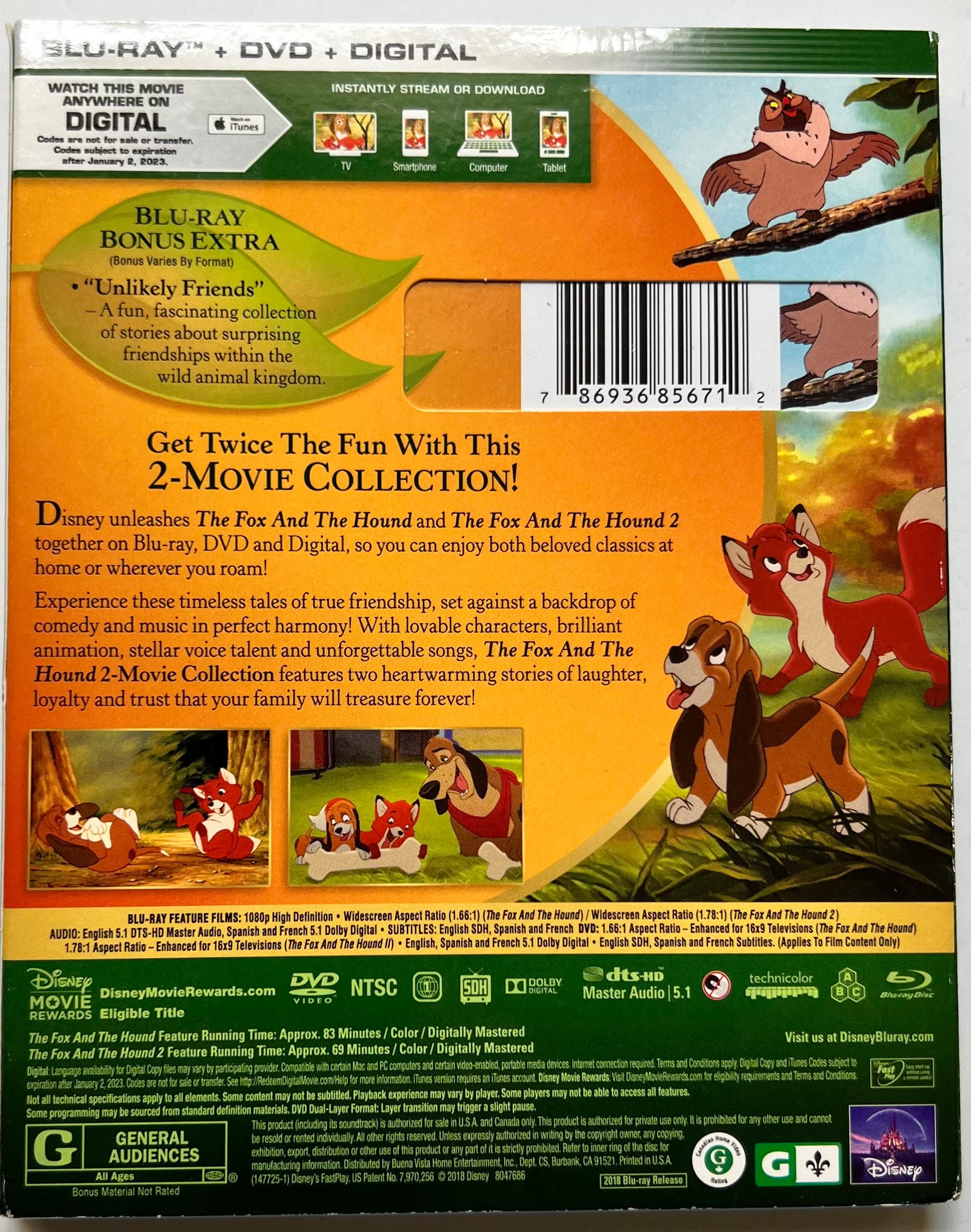 The Fox and the Hound (blu-ray/dvd) - Etsy
