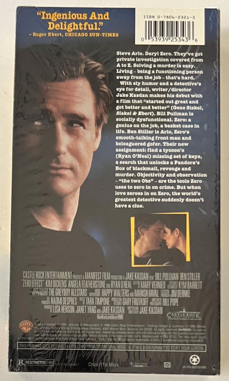 Zero Effect (VHS) Sealed - Etsy