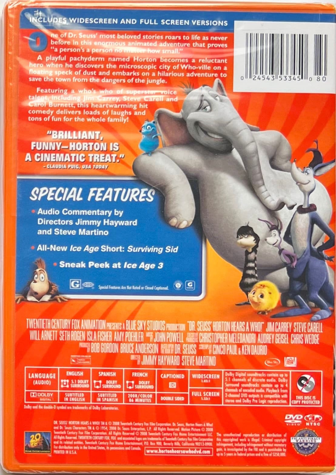 Dr. Seuss' Horton Hears a Who (widescreen & Full Screen) Dvd Sealed - Etsy