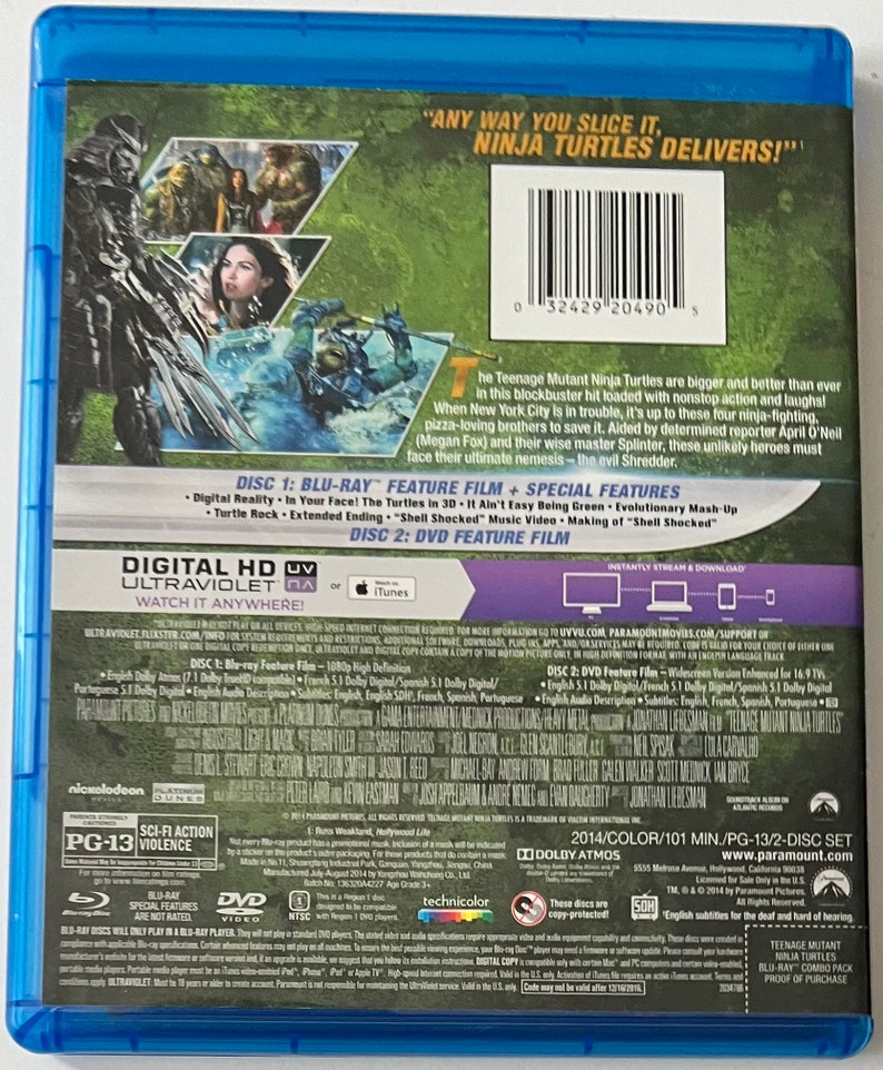 Teenage Mutant Ninja Turtles (blu-ray/dvd) - Etsy