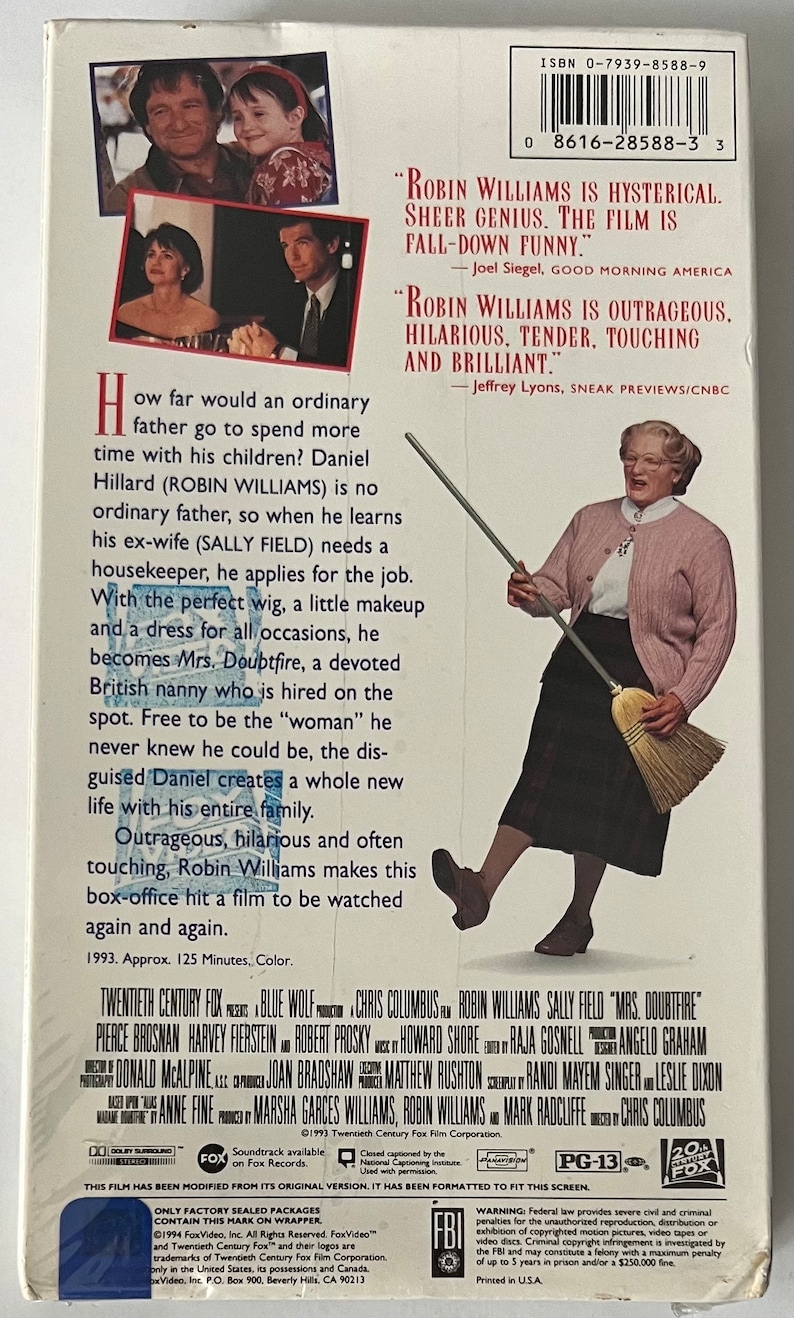 Mrs. Doubtfire (VHS) Sealed - Etsy