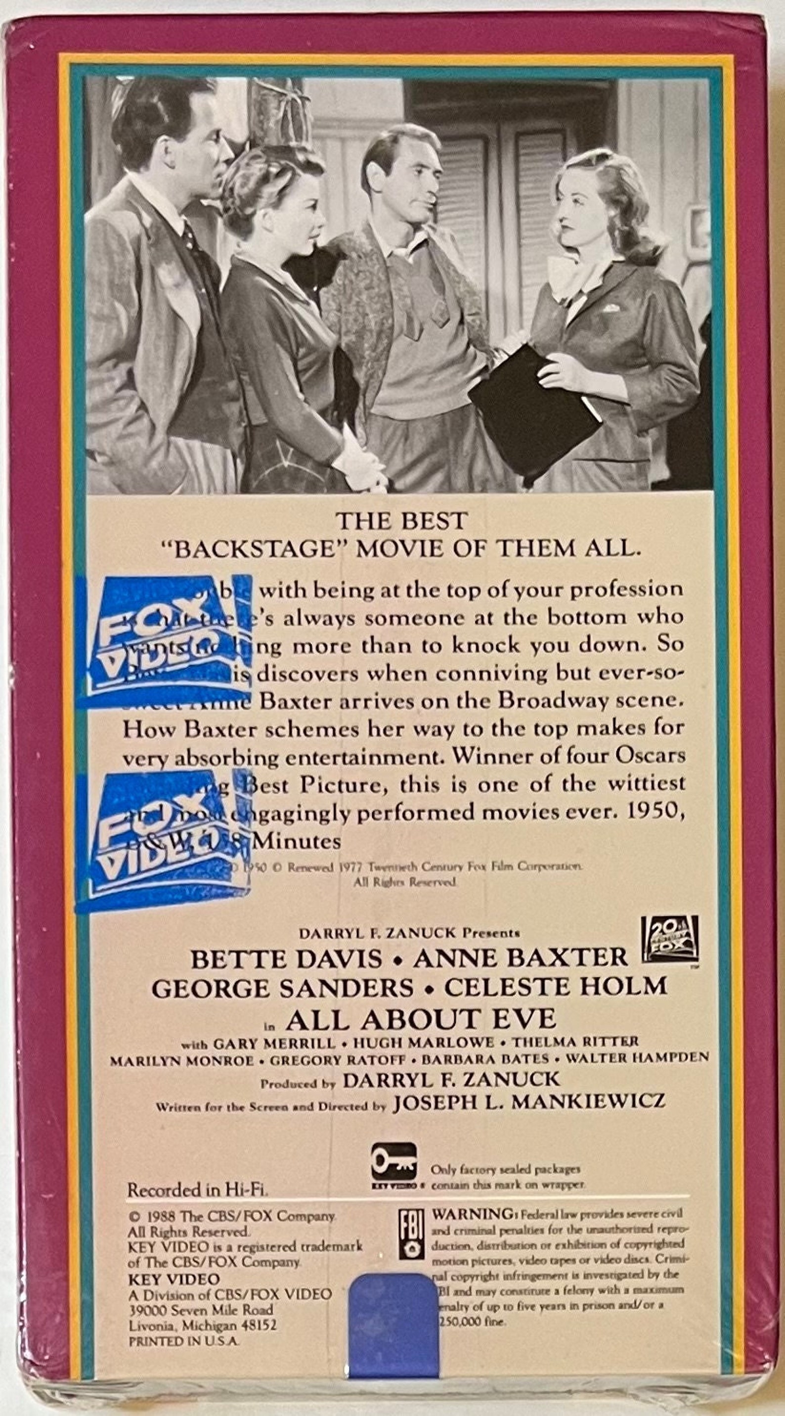 All About Eve (vhs) Sealed - Etsy