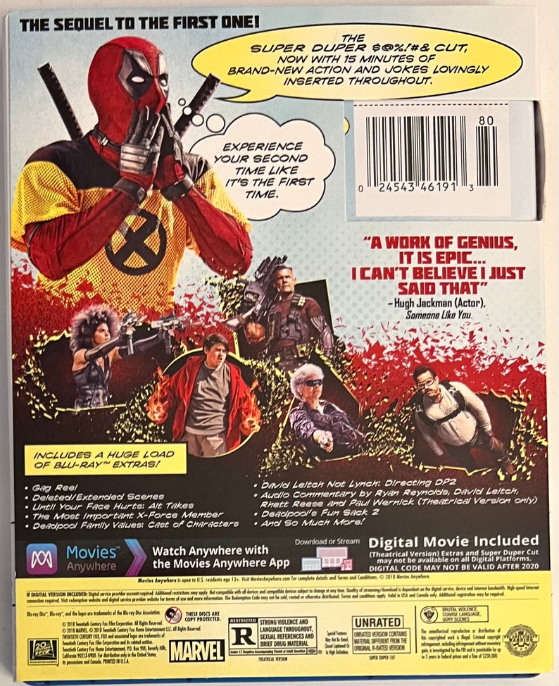 Deadpool 2 (blu-ray) Super Duper Cut - Etsy