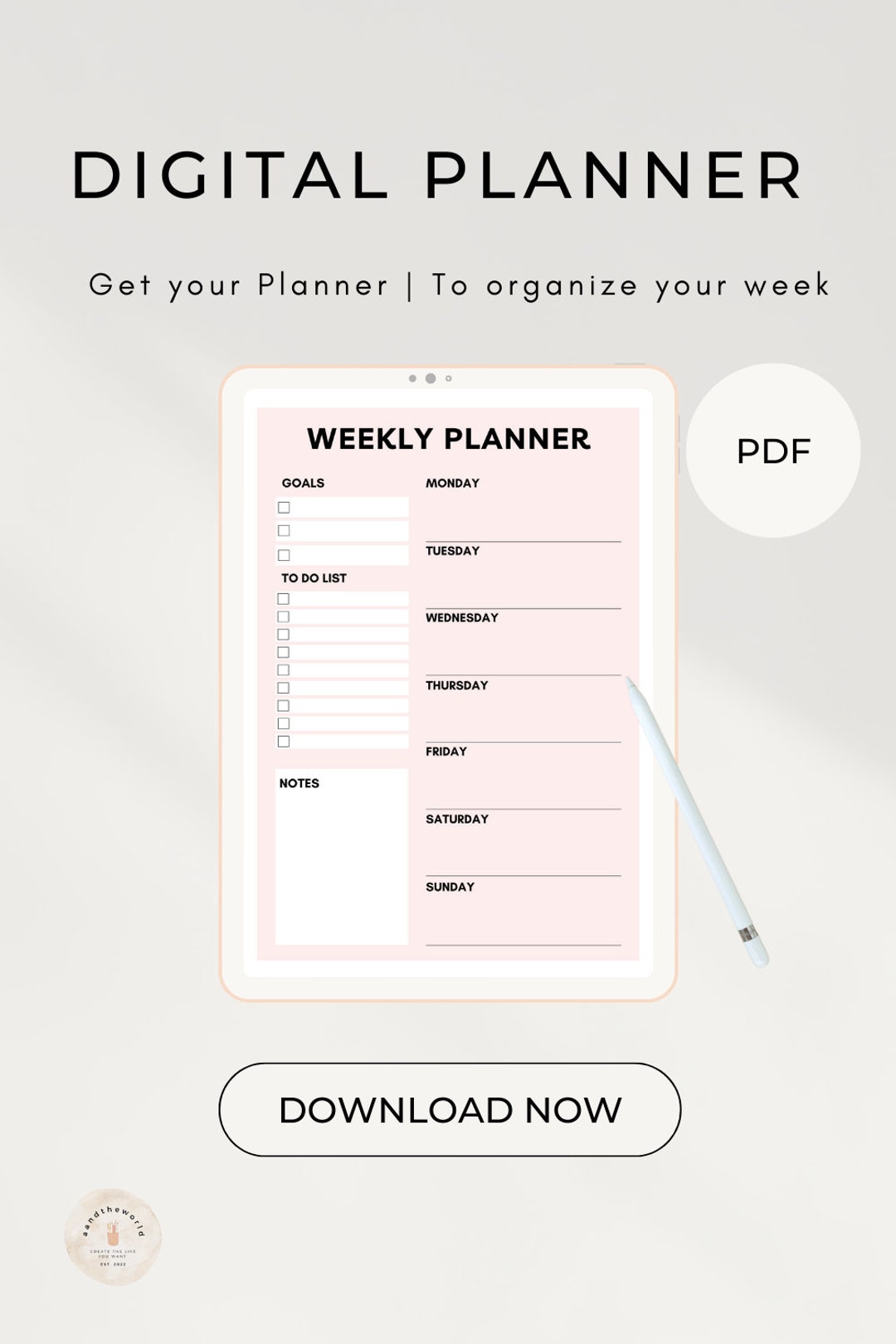 To Do List | Weekly Digital Planner | Digital Planner | Printable ...