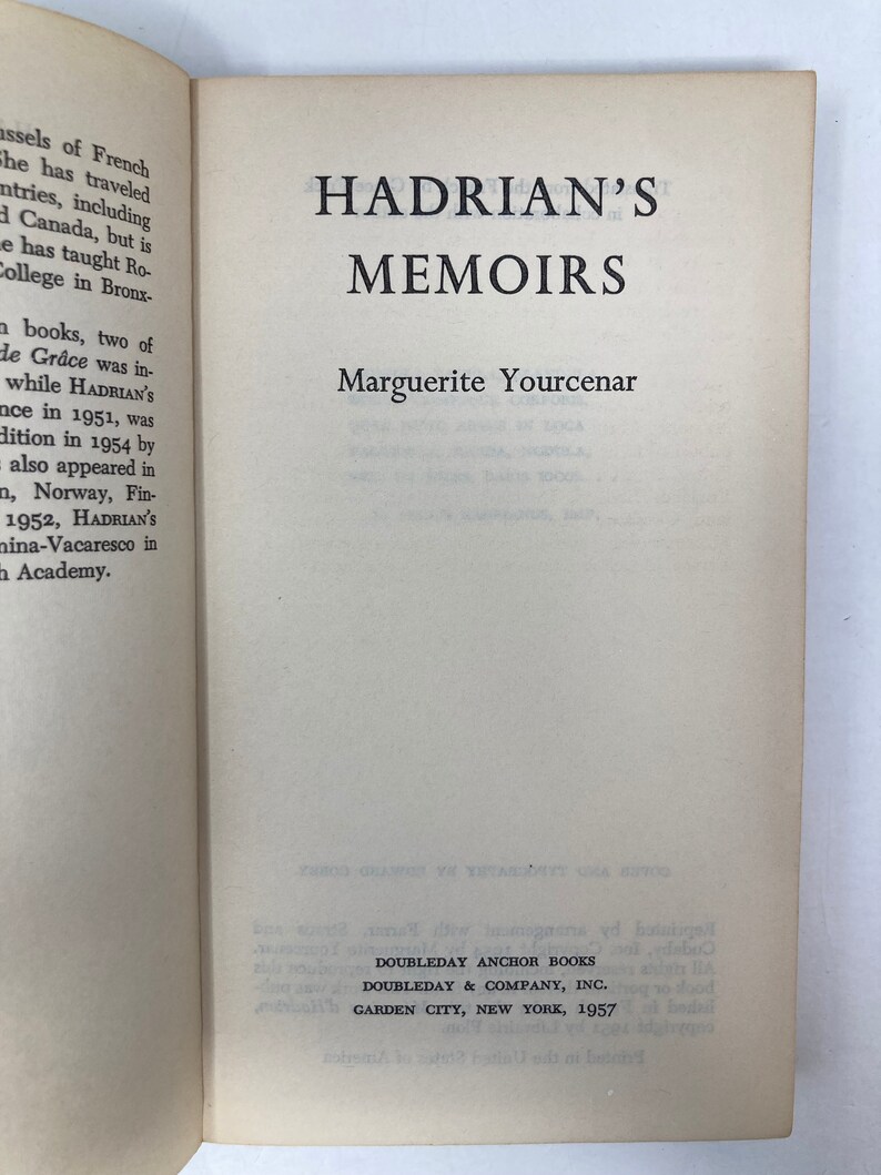 Hadrian's Memoirs by Marguerite Yourcenar Paperback PB First Thus Very ...