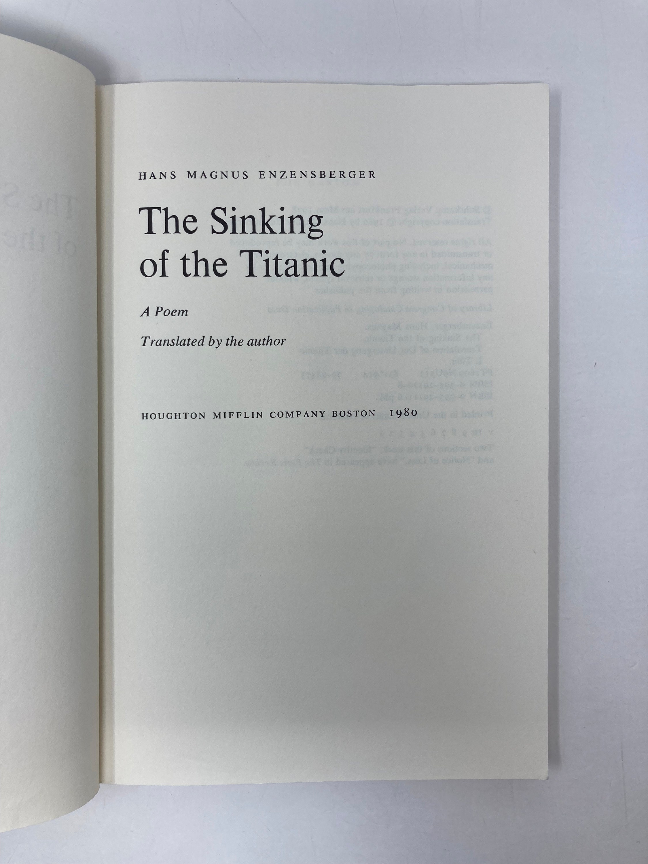 The Sinking of the Titanic: A Poem by Hans Magnus Enzensberg Paperback ...