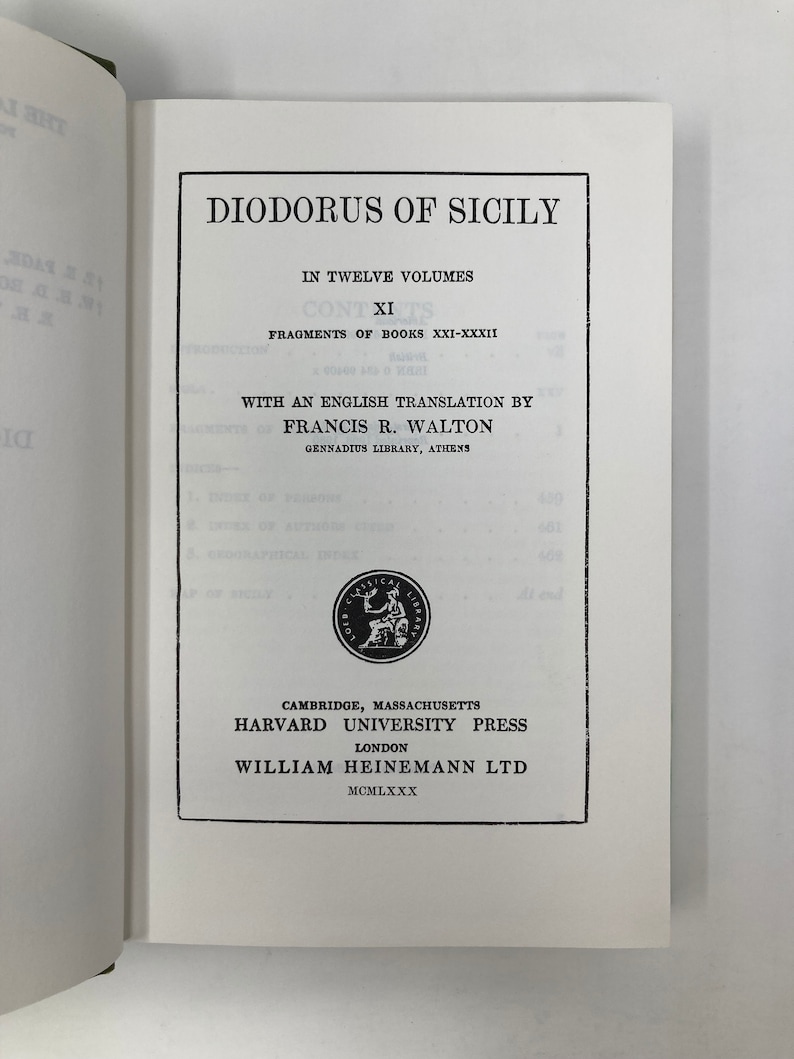 Loeb Classical Library Diodorus Siculus: Library of History - Etsy