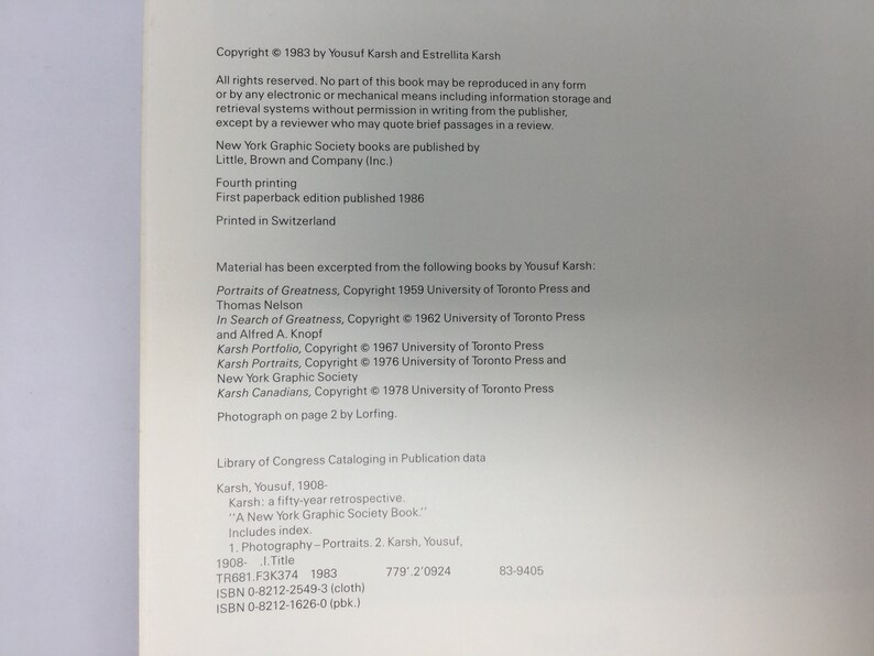 Karsh: A Fifty-year Retrospective by Yousuf Karsh Signed PB Paperback ...