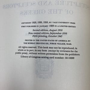 The Sculpture and Sculptors of the Greeks by Gisela M.A. Richter HC Hardcover 1st Thus VG Very ...