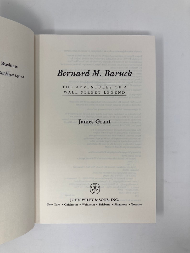 Bernard M. Baruch: the Adventures of a Wall Street Legend by - Etsy