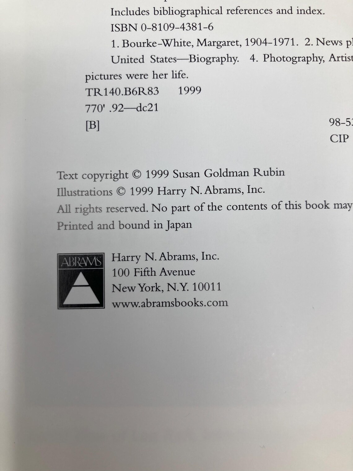 Margaret Bourke White by Susan Goldman Rubin HC Hardcover 1st First LN ...