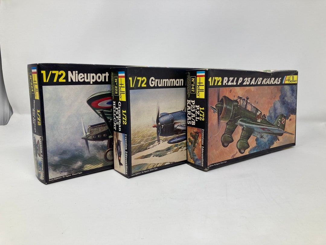 Set of 3 Heller 1/72 Scale Model Airplane Kits P.Z.L. P23 A/B Karas ...