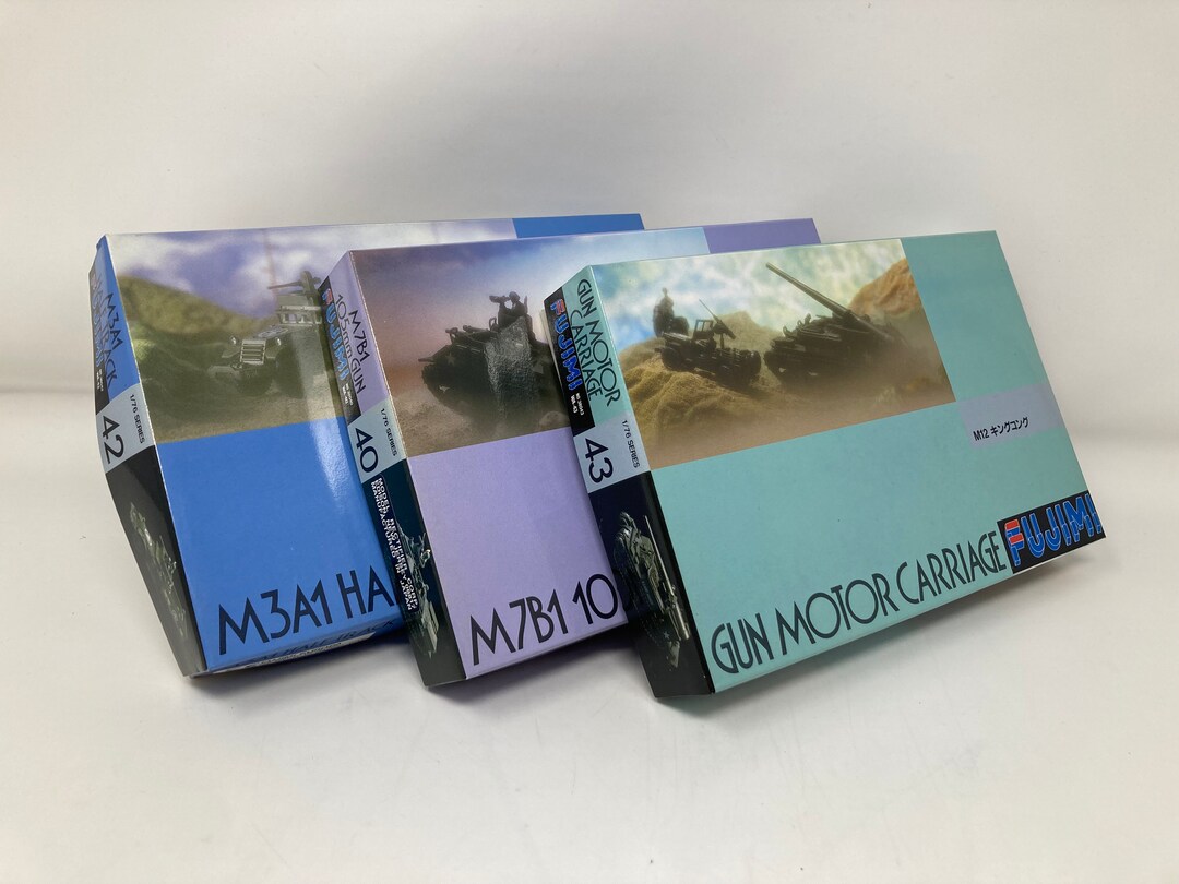 Set of 3 Fujimi 1/76 Scale Model Kits gun Motor Carriage, M7B1 105mm ...