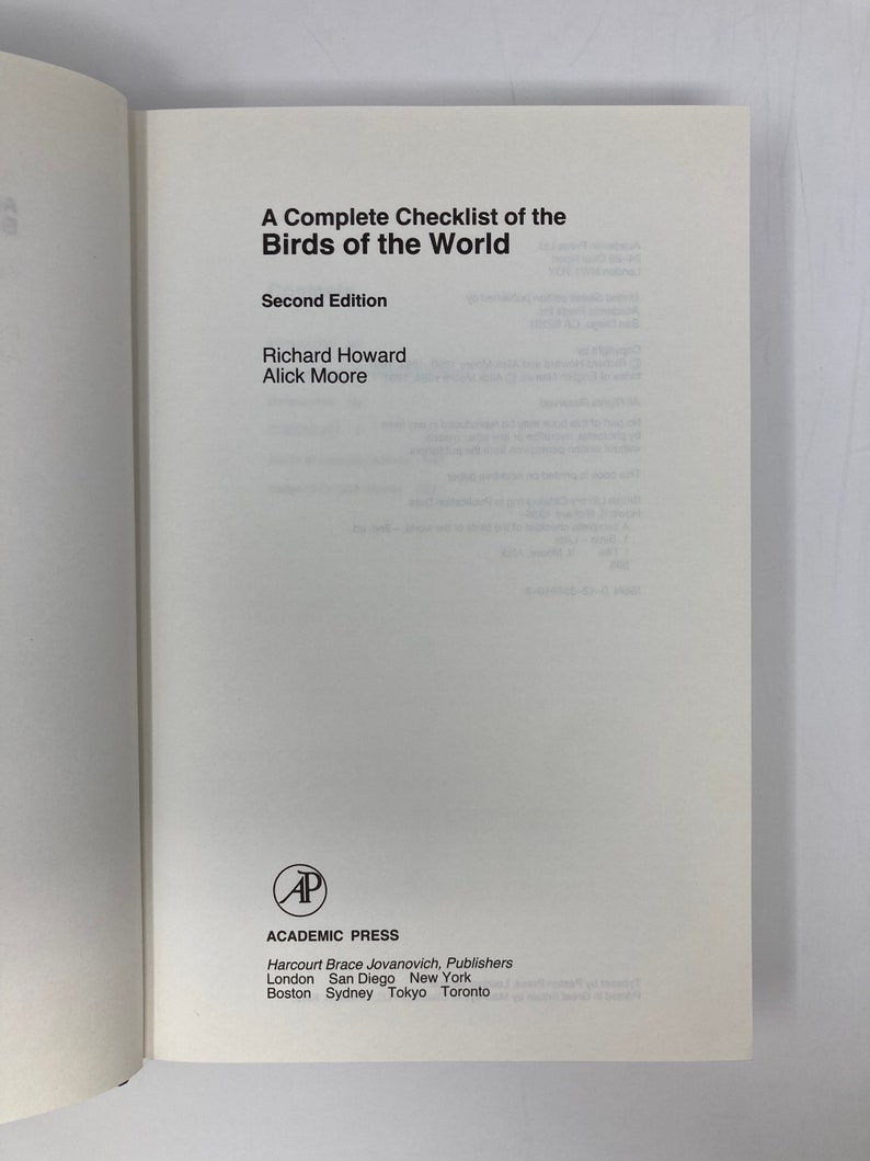 A Complete Checklist of the Birds of the World by Richard Howard HC ...
