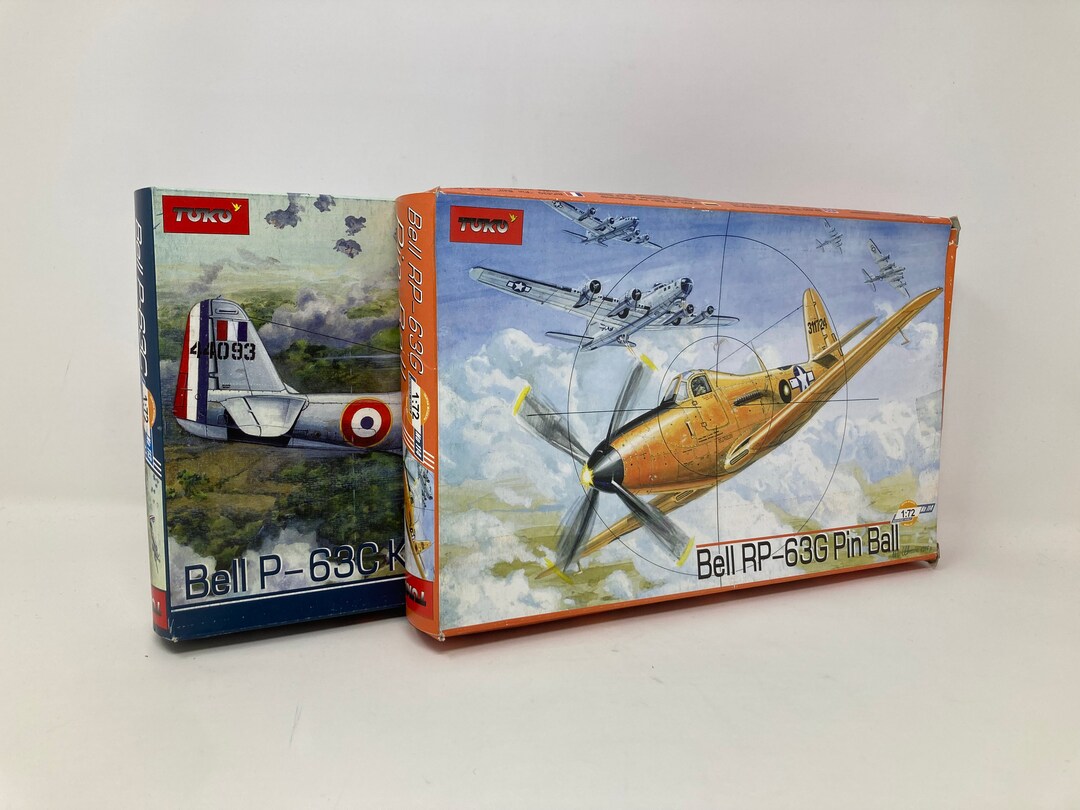 Set of 2 Toko WWII Bell P-63 1/72 Scale Model Kits bell RP-63G Pin Ball and Bell P-63C Kingcobra ...