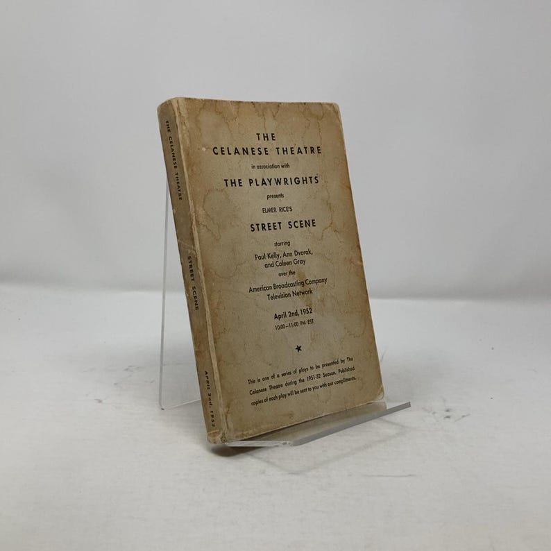 Street Scene by Elmer L. Rice PB First Thus Paperback Very Good 1929 ...