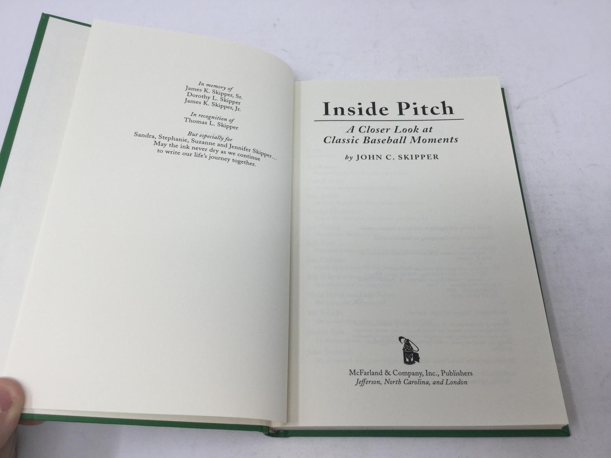 Inside Pitch: A Closer Look at Classic Baseball Moments by John C. Skipper HC Hardcover 1996 LN ...