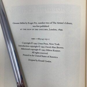 Giovanni Bellini (artist's Library, No. 2.) by Roger Eliot Fry HC First ...