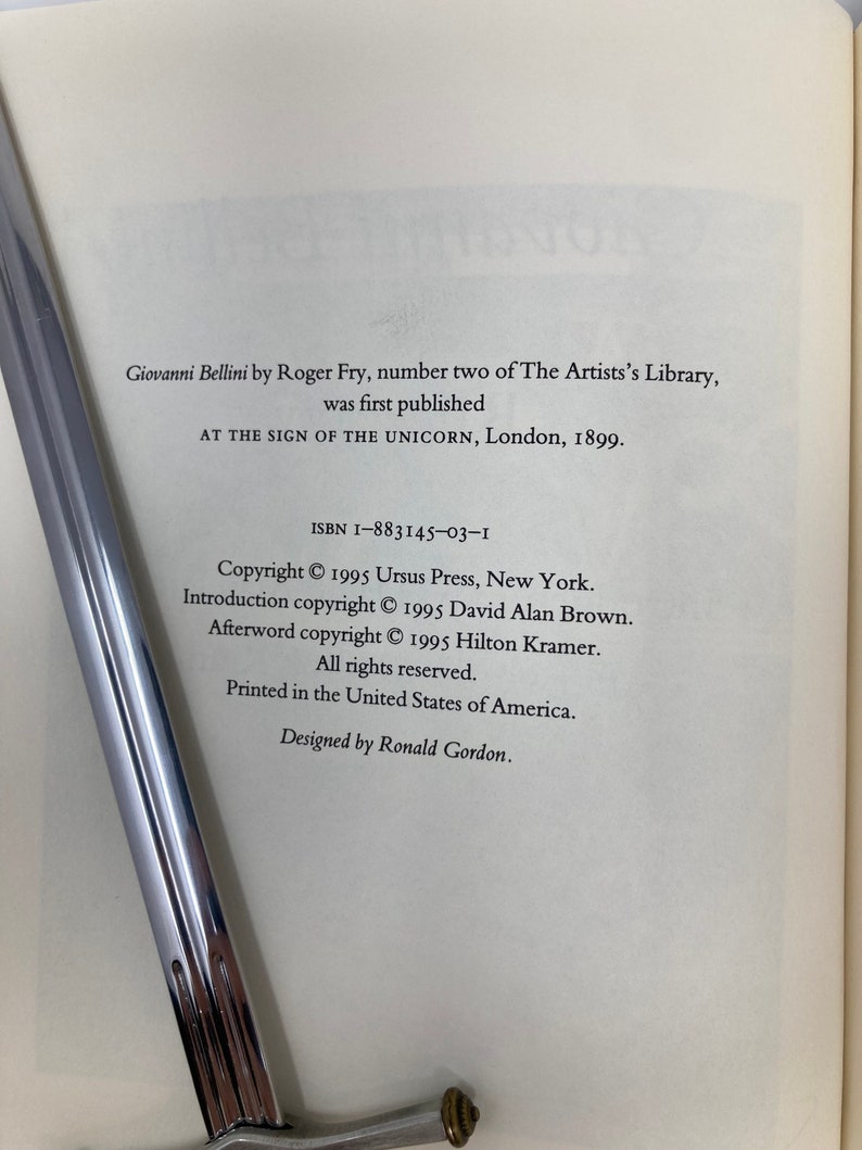 Giovanni Bellini (artist's Library, No. 2.) by Roger Eliot Fry HC First ...