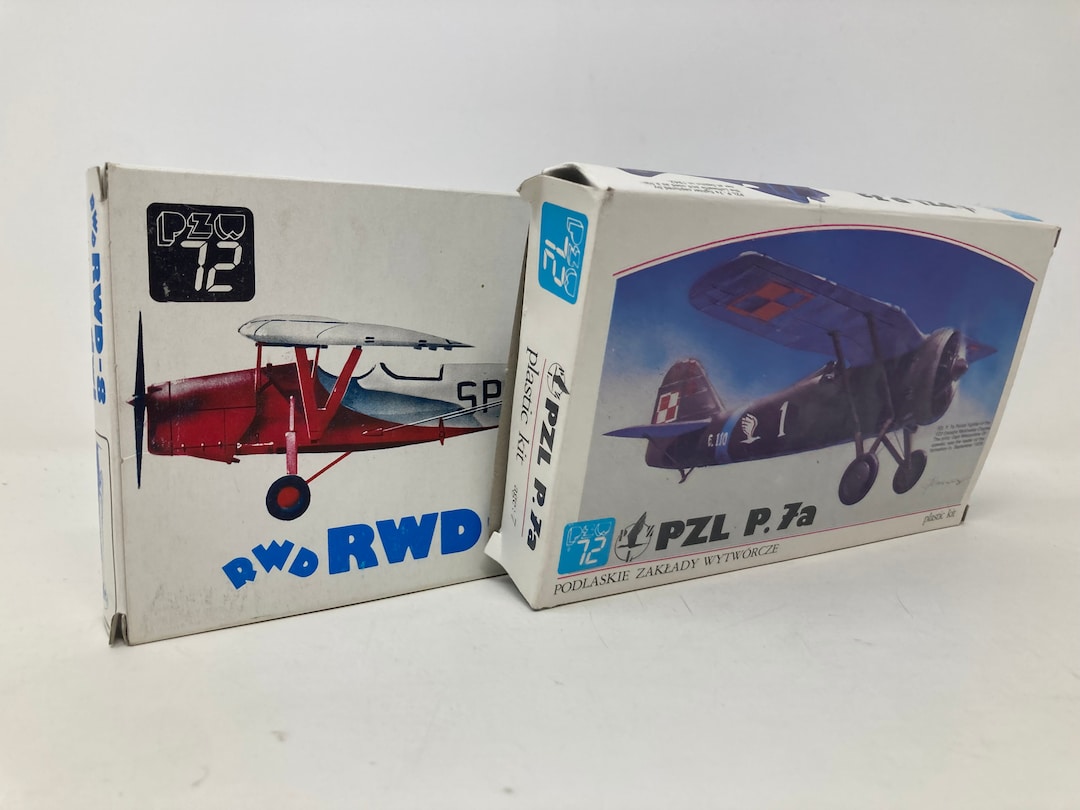Set of 2 PZW 72 1/72 Scale Model Airplane Kits PZL P.7a, RWD-8 Dwl New ...